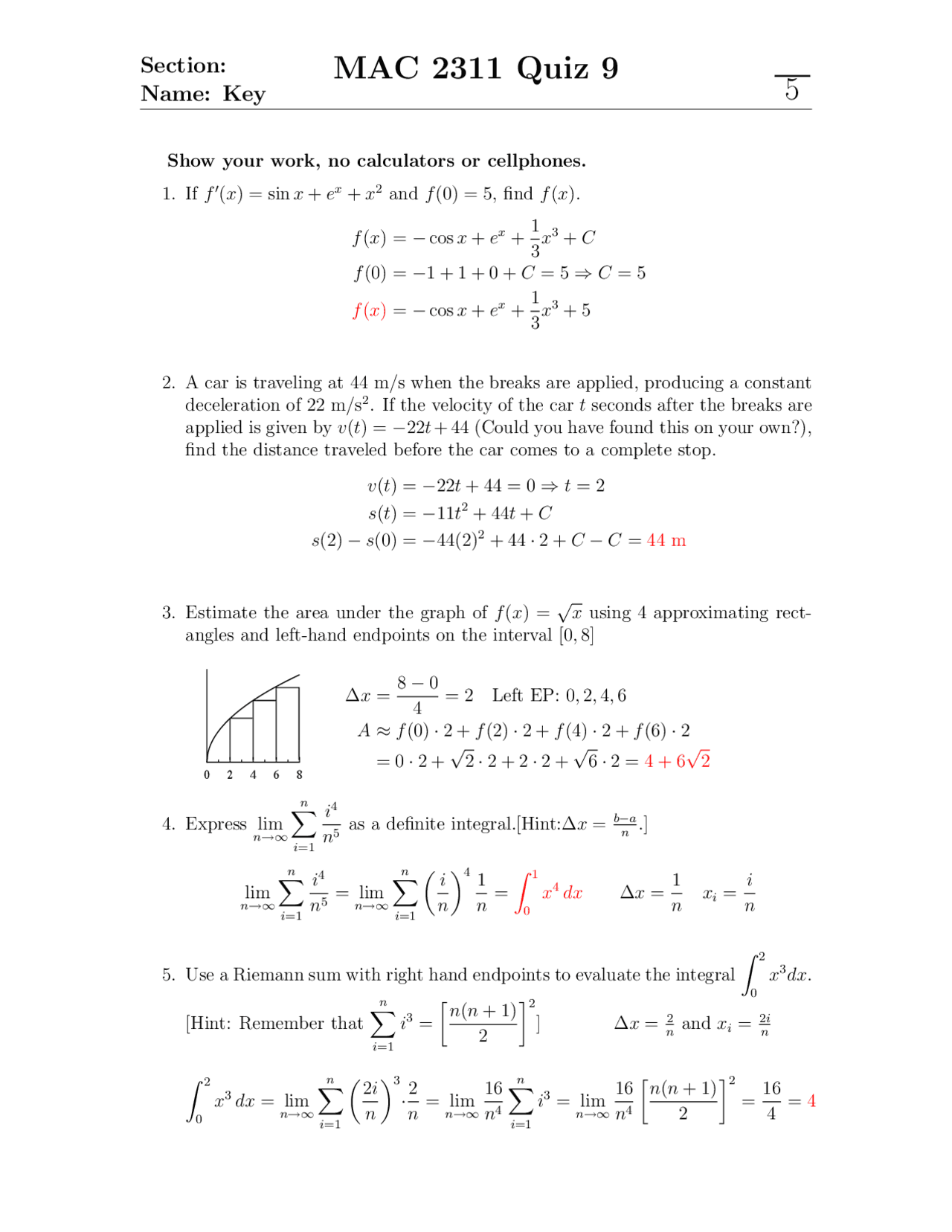 5 Questions On Analytical Geometry And Calculus 1 With Answers Mac