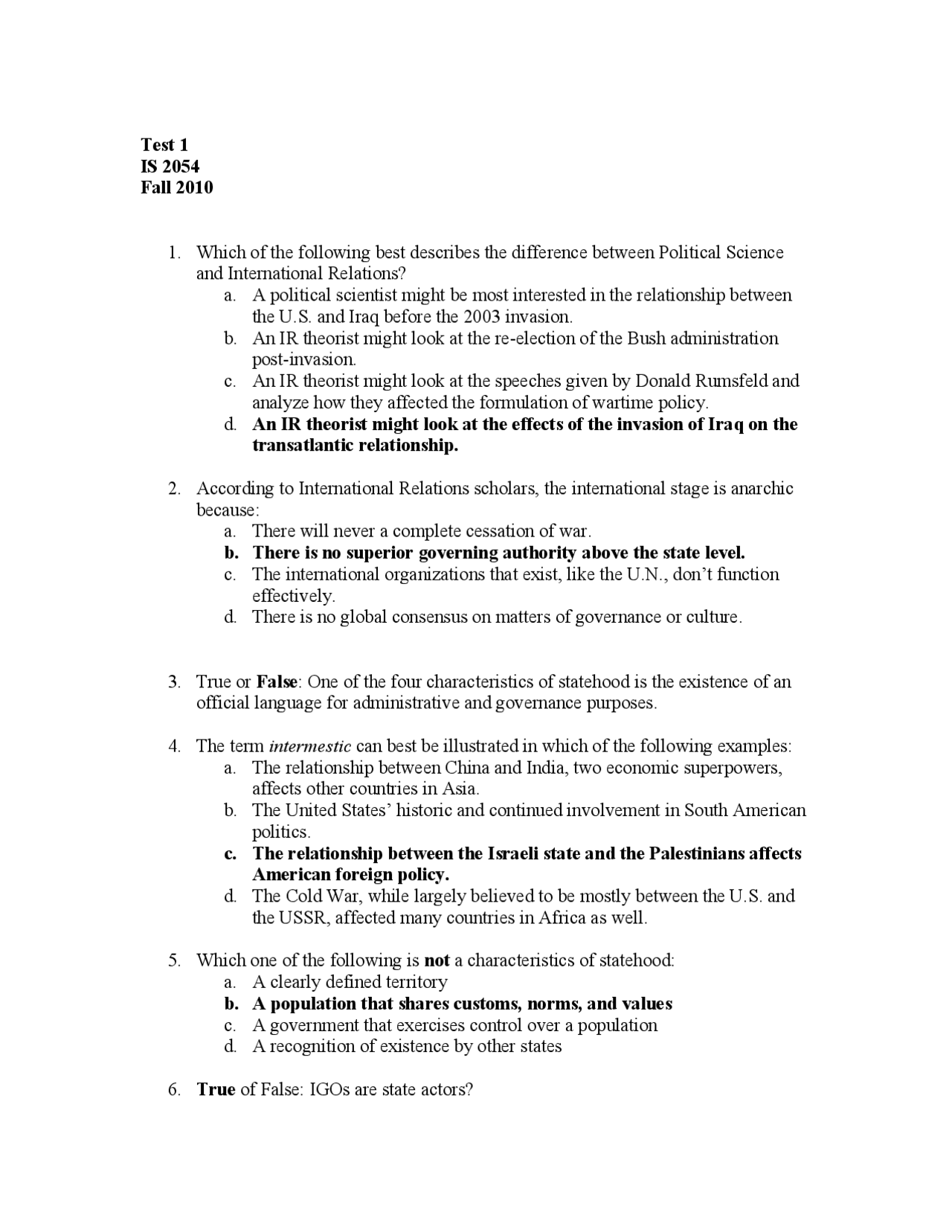 Test 1 With Answer Key For Introduction To Weather And Climate Is