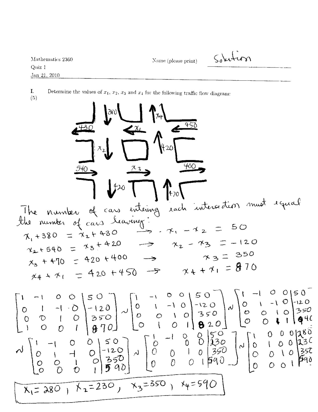 Quiz 1 Questions with Solutions - Linear Algebra: Honors | MATH 2360 ...