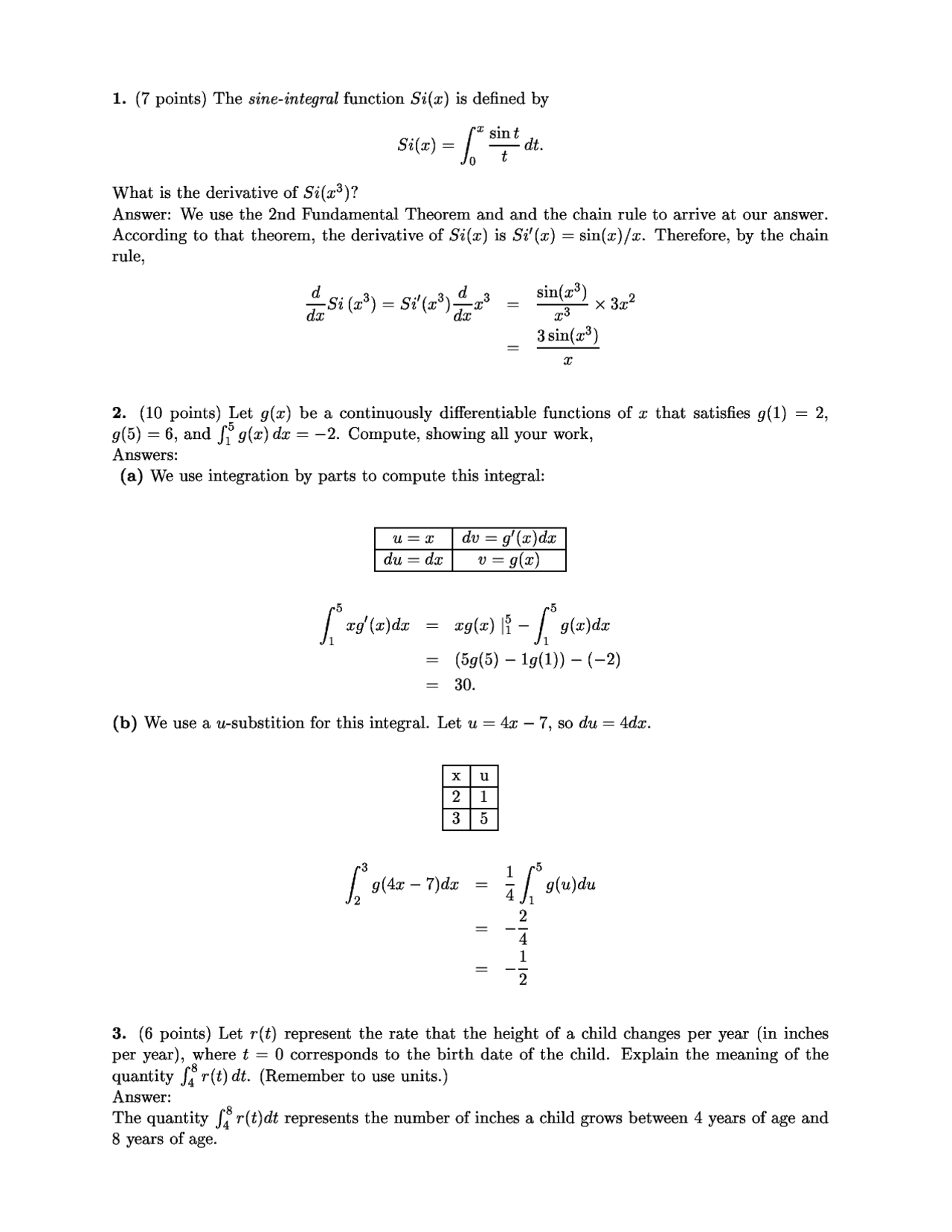 Solved Questions For Exam 1 Calculus Ii Math 116 Docsity