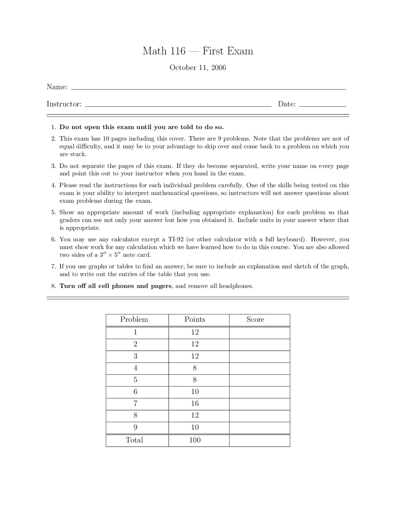Practice Final Exam Calculus Ii Math 116 Docsity