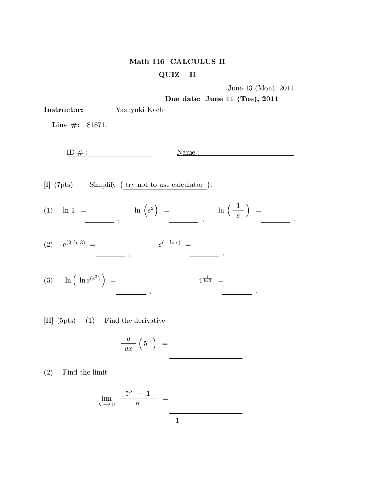 25 Multiple Choice Questions On Calculus Ii Quiz Math 116 Docsity