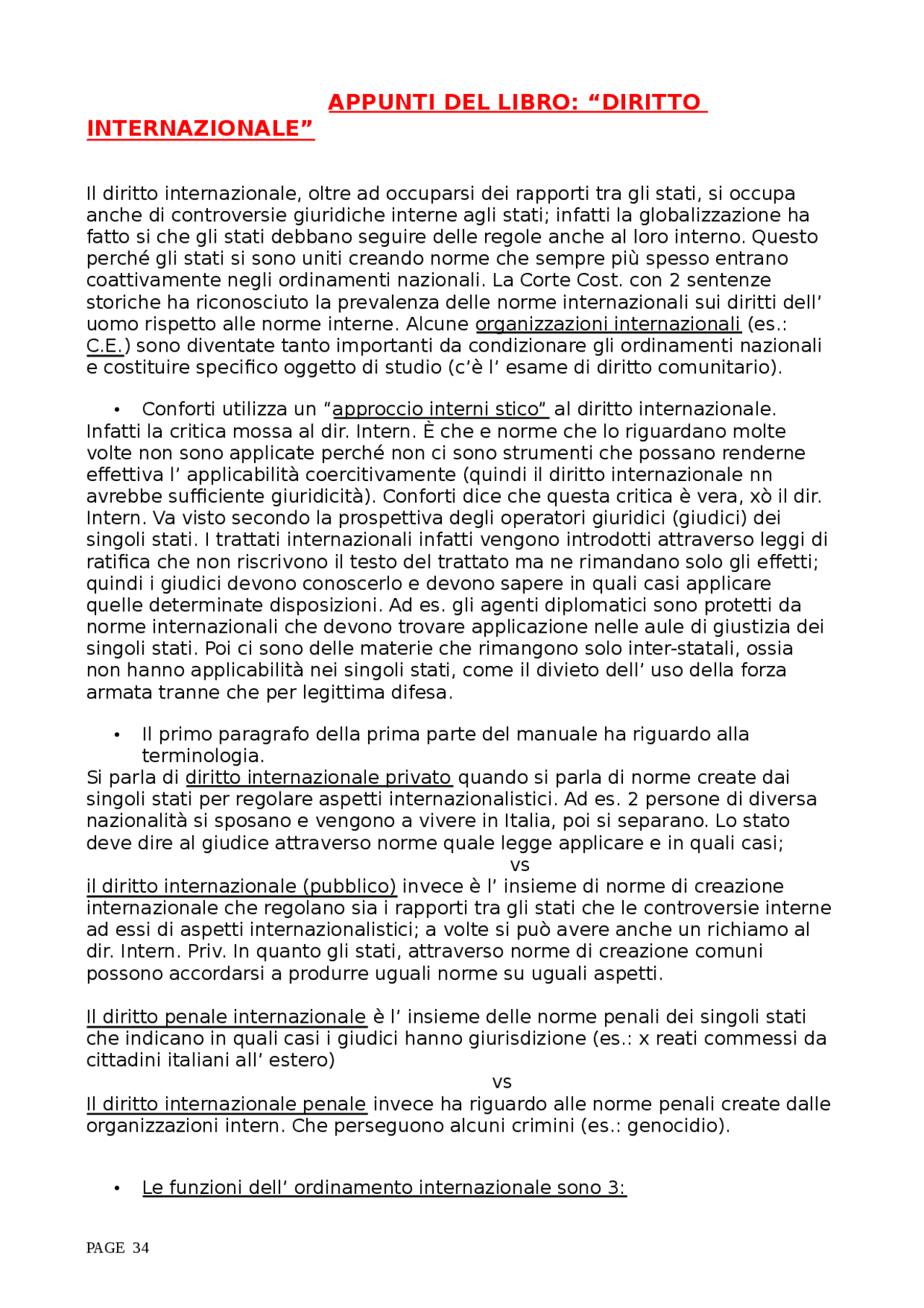 Diritto Internazionale Appunti E Schemi Docsity