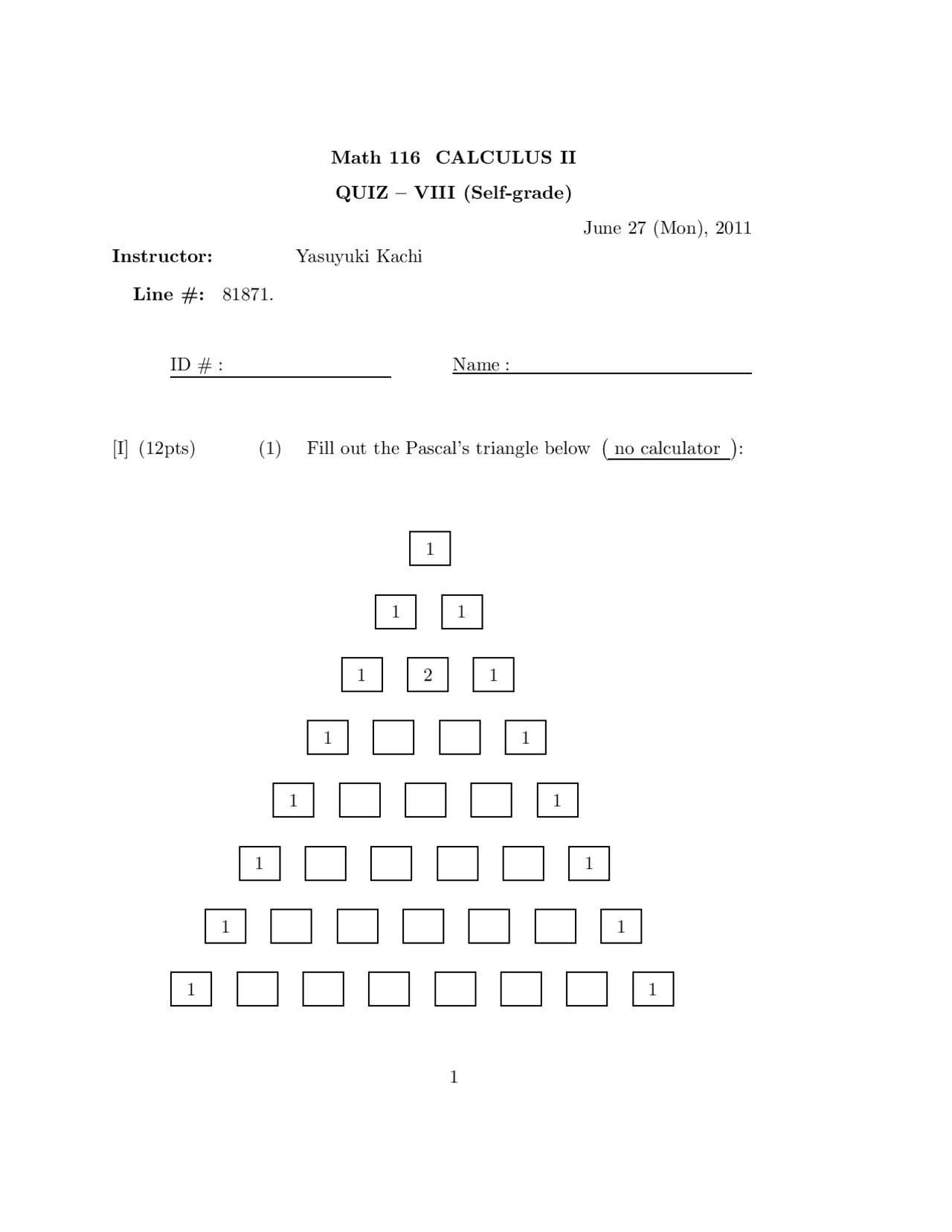 Quiz Viii Practice Questions Calculus Ii Math 116 Docsity
