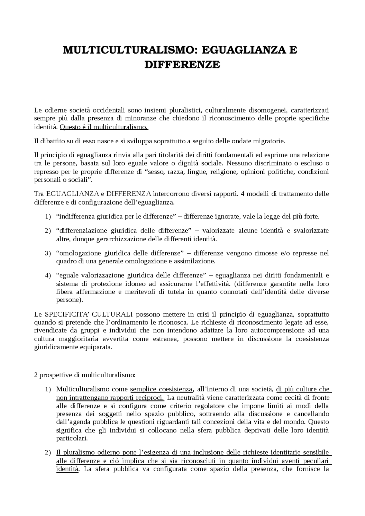 Riassunto B. Pastore - L. Lanza, Multiculturalismo e giurisdizione penale - Docsity