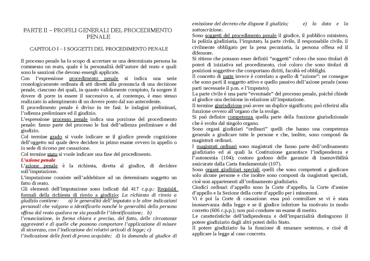 Istituzioni Di Diritto Processuale Penale Parte Ii Profili Generali