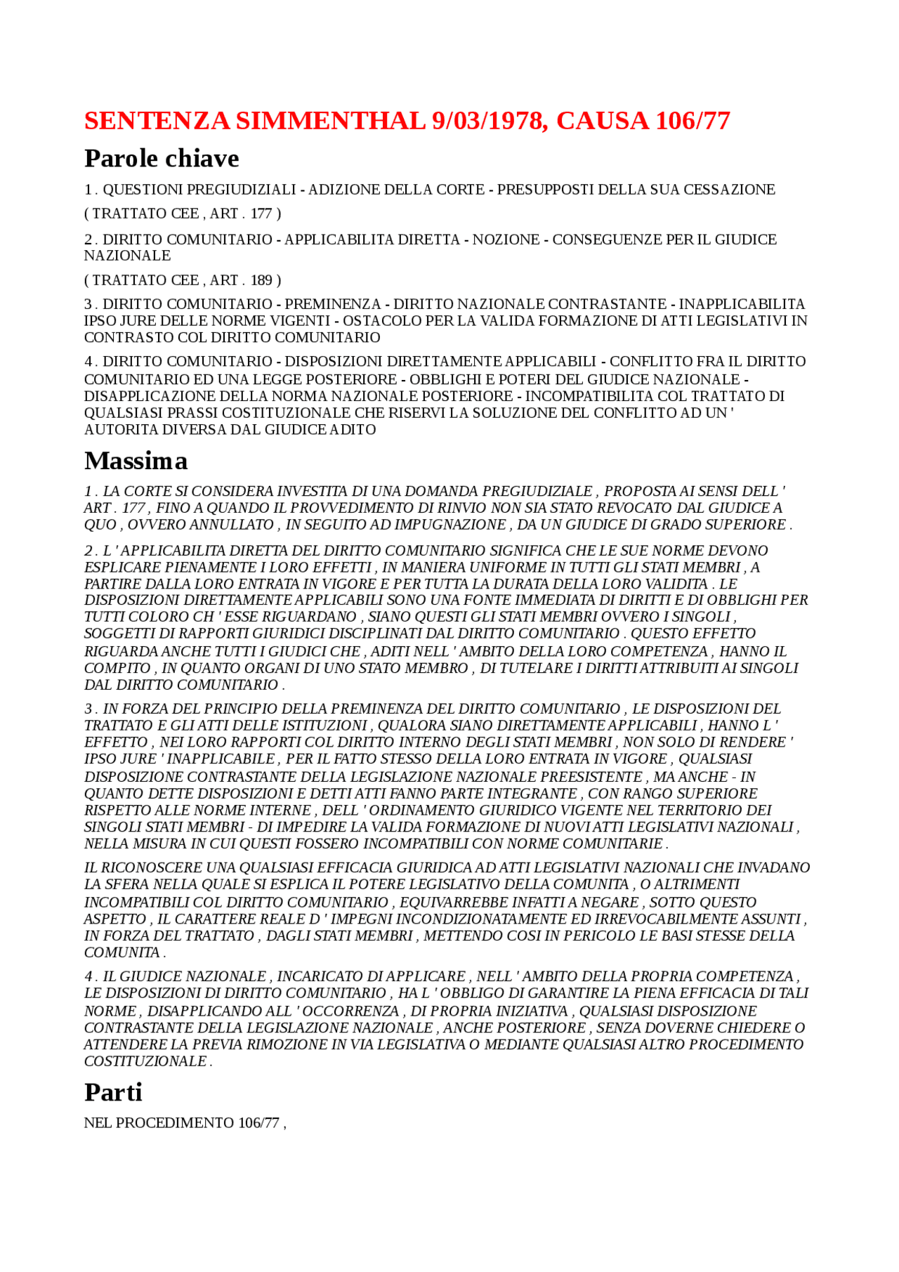 Sentenza Simmenthal Docsity