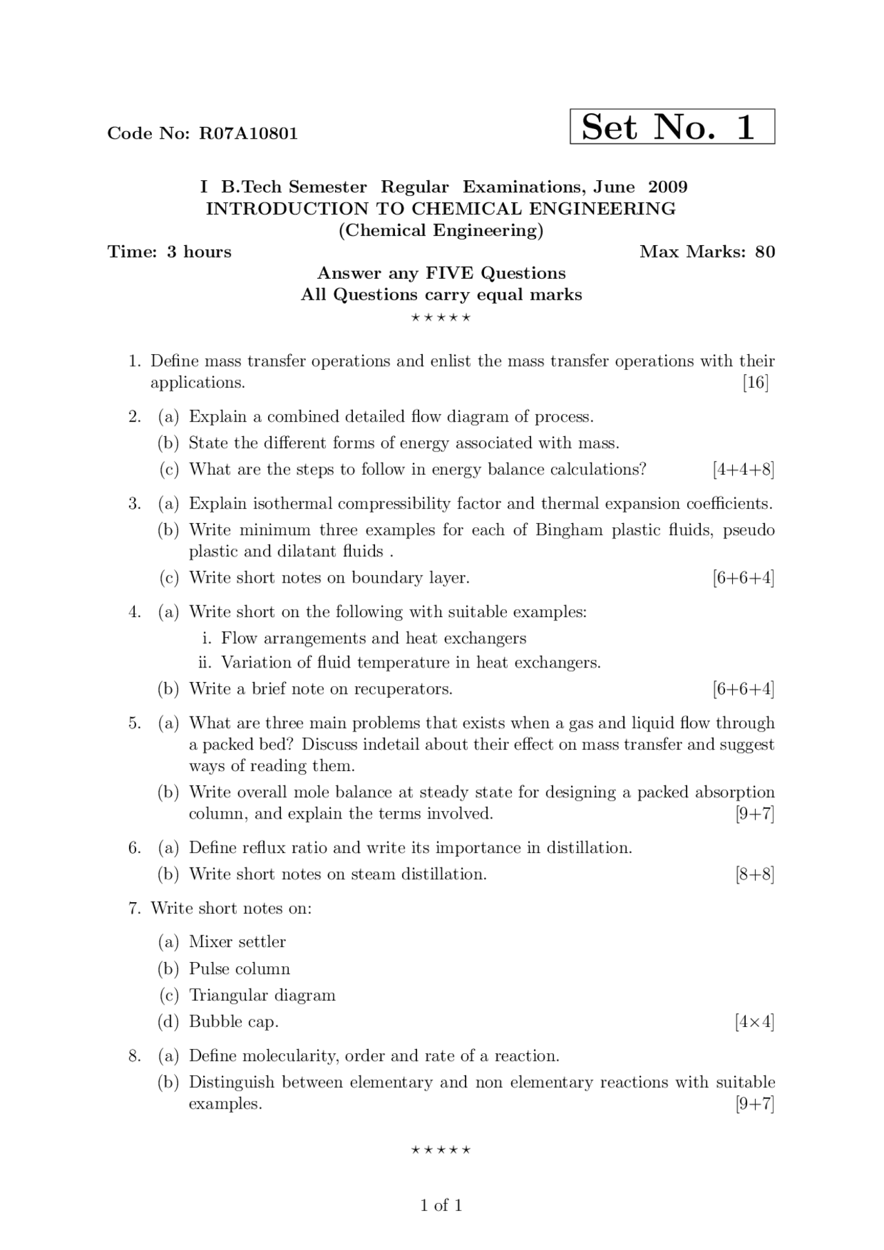 INTRODUCTION to CHEMICAL ENGINEERING, exams | Study notes Chemistry ...