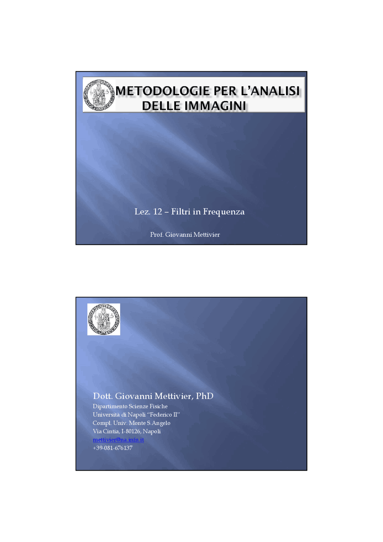 Filtri In Frequenza Docsity
