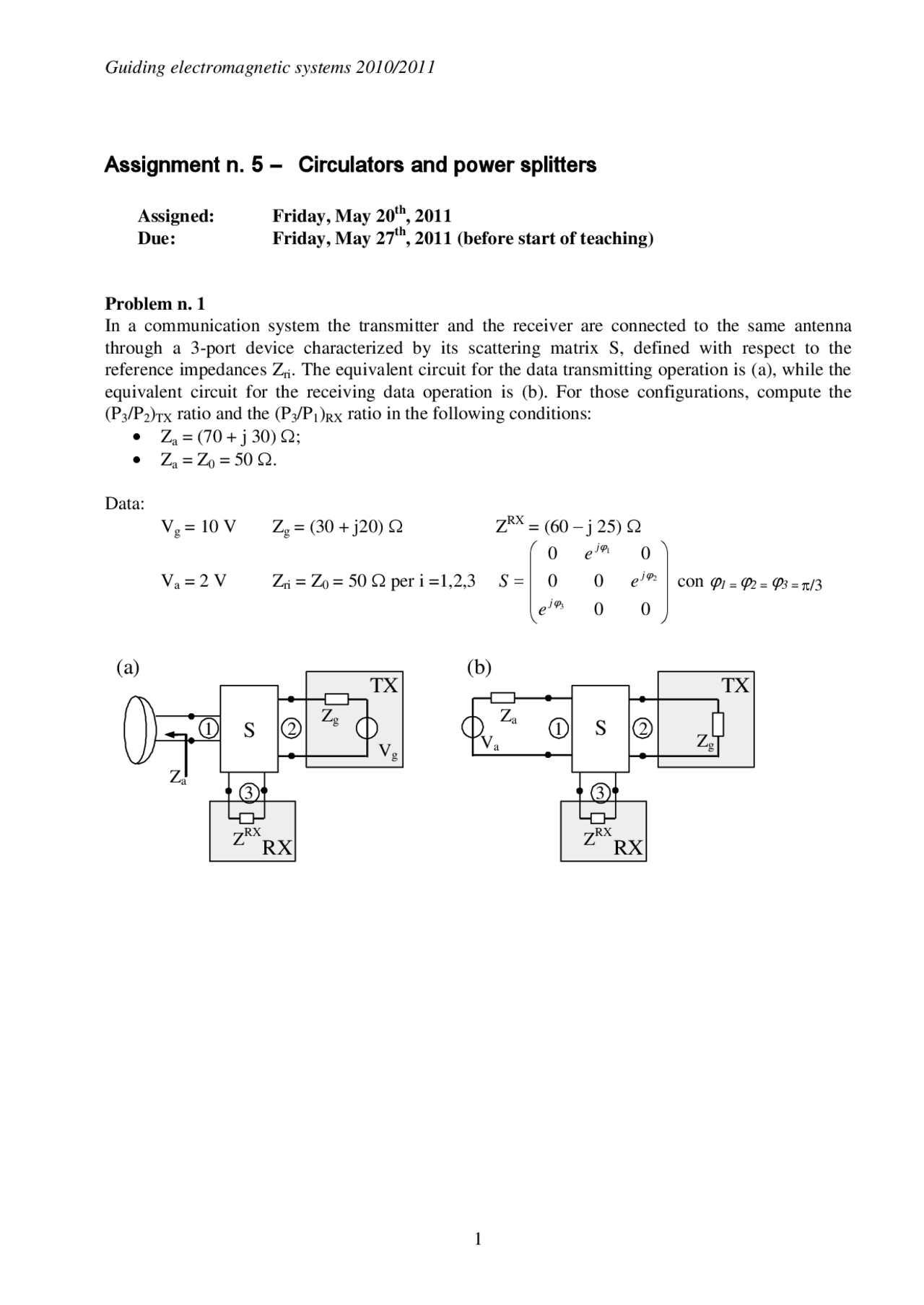 Guiding Electromagnetic Systems Homework 5 Circulators And Power