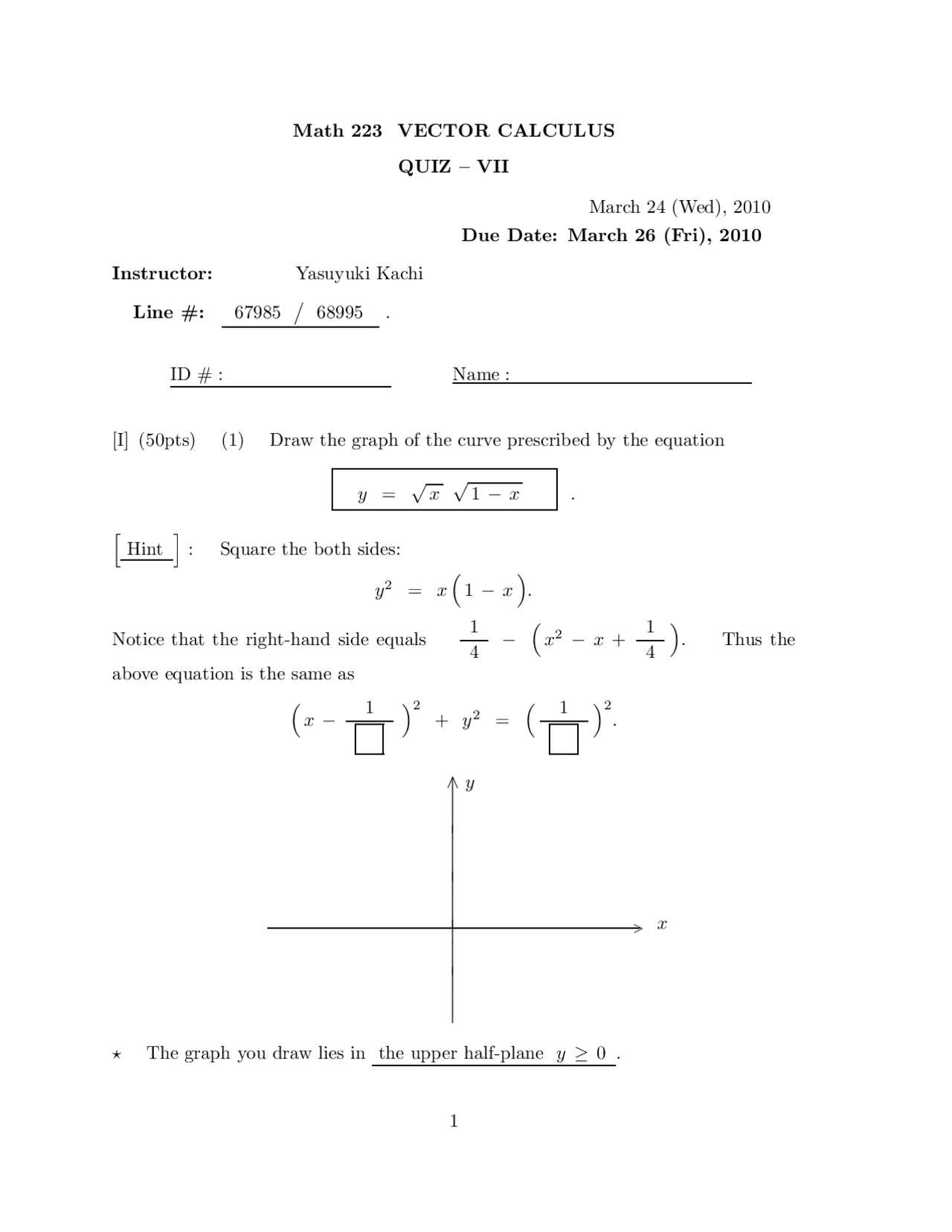 6 Solved Questions For Quiz Vi Vector Calculus Math 223 Docsity