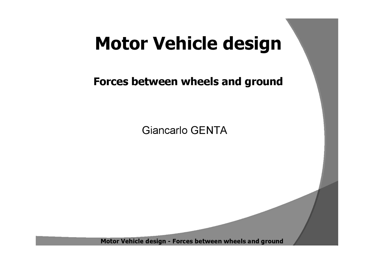 Motor Veichle Design Forces Between Wheels And Ground Docsity