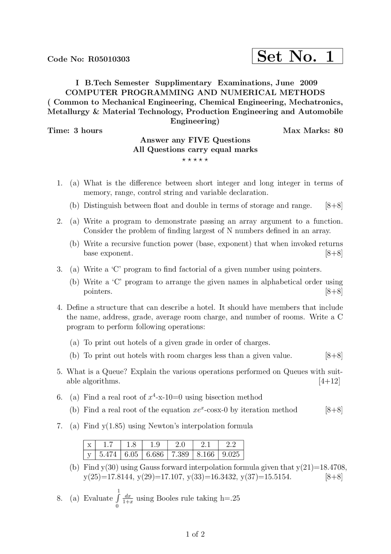 Exams of COMPUTER PROGRAMMING and NUMERICAL | Study notes Computer ...