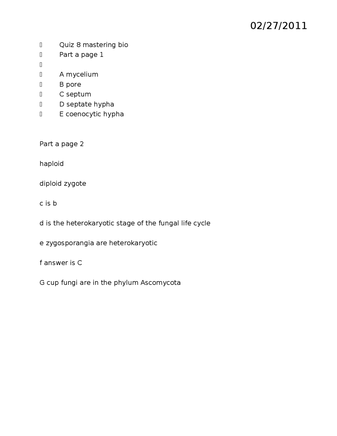 Practice Quiz 8 on Mastering Biology - Biology for Science Majors II ...