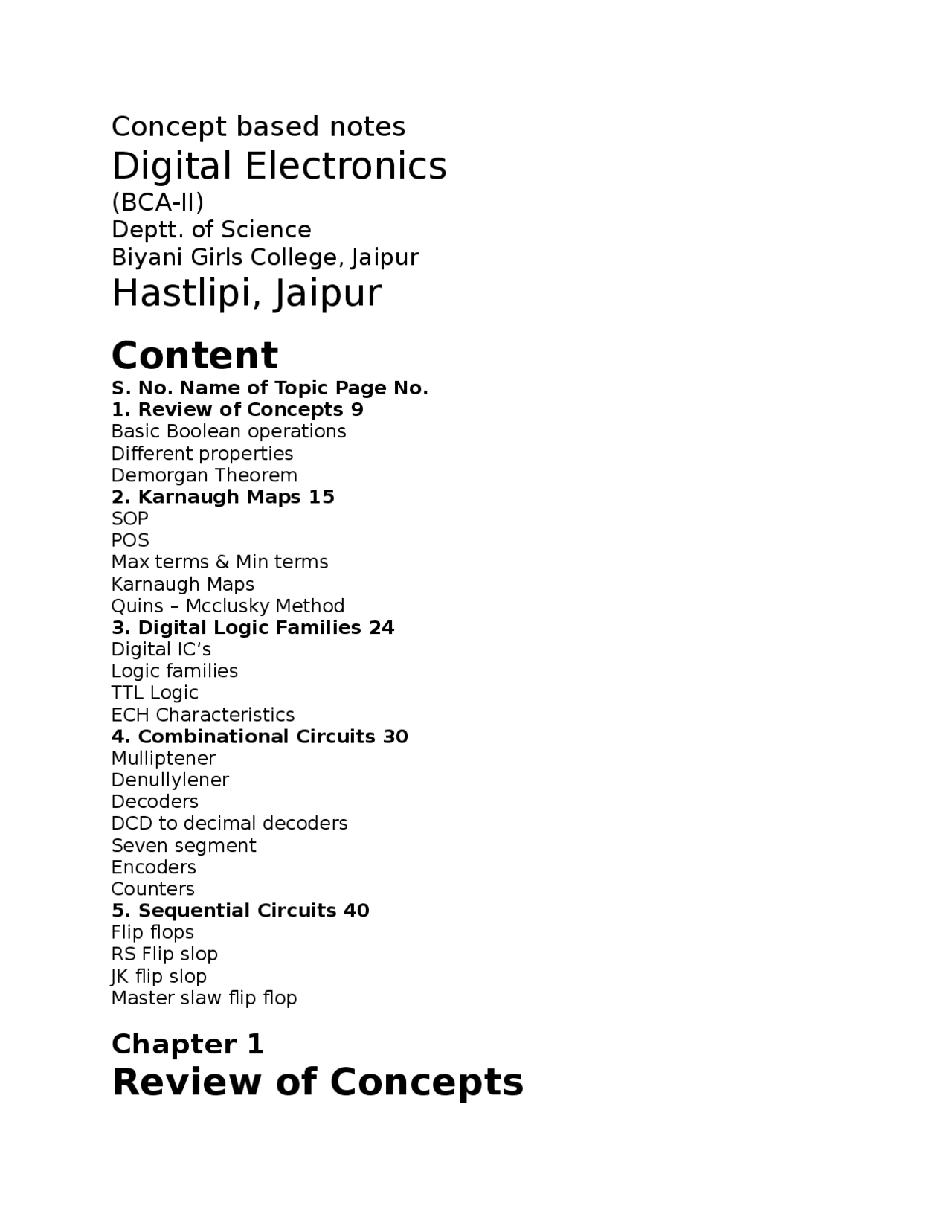 Digital Electronics Lecture Notes Biyani Girls College Docsity