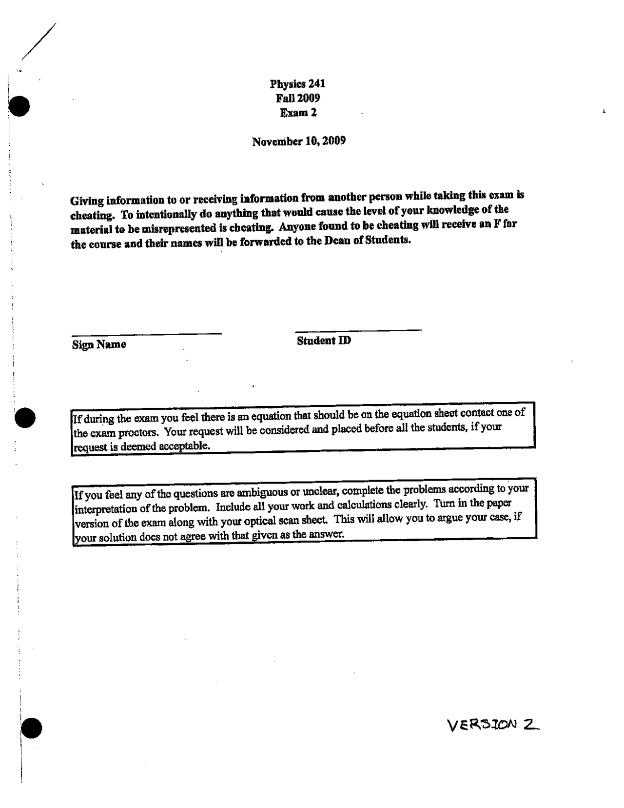 Exam 2 Questions With Solution Electricity And Optics Phys 24100