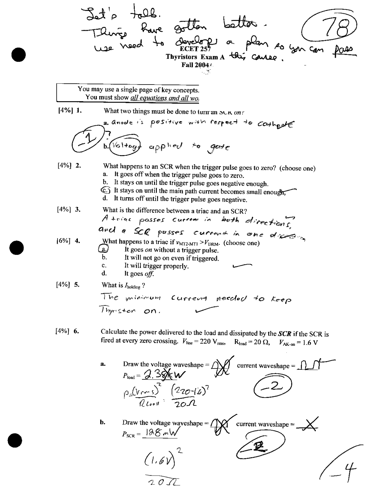 Consumer Power Electronics Solved Exam Form A Ecet 25700 Docsity