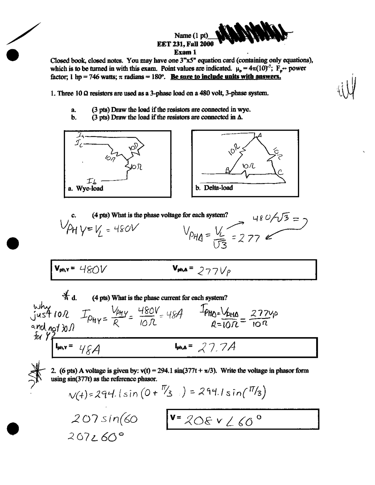 14 Solved Questions For Exam 1 Electrical Power And Controls Ecet