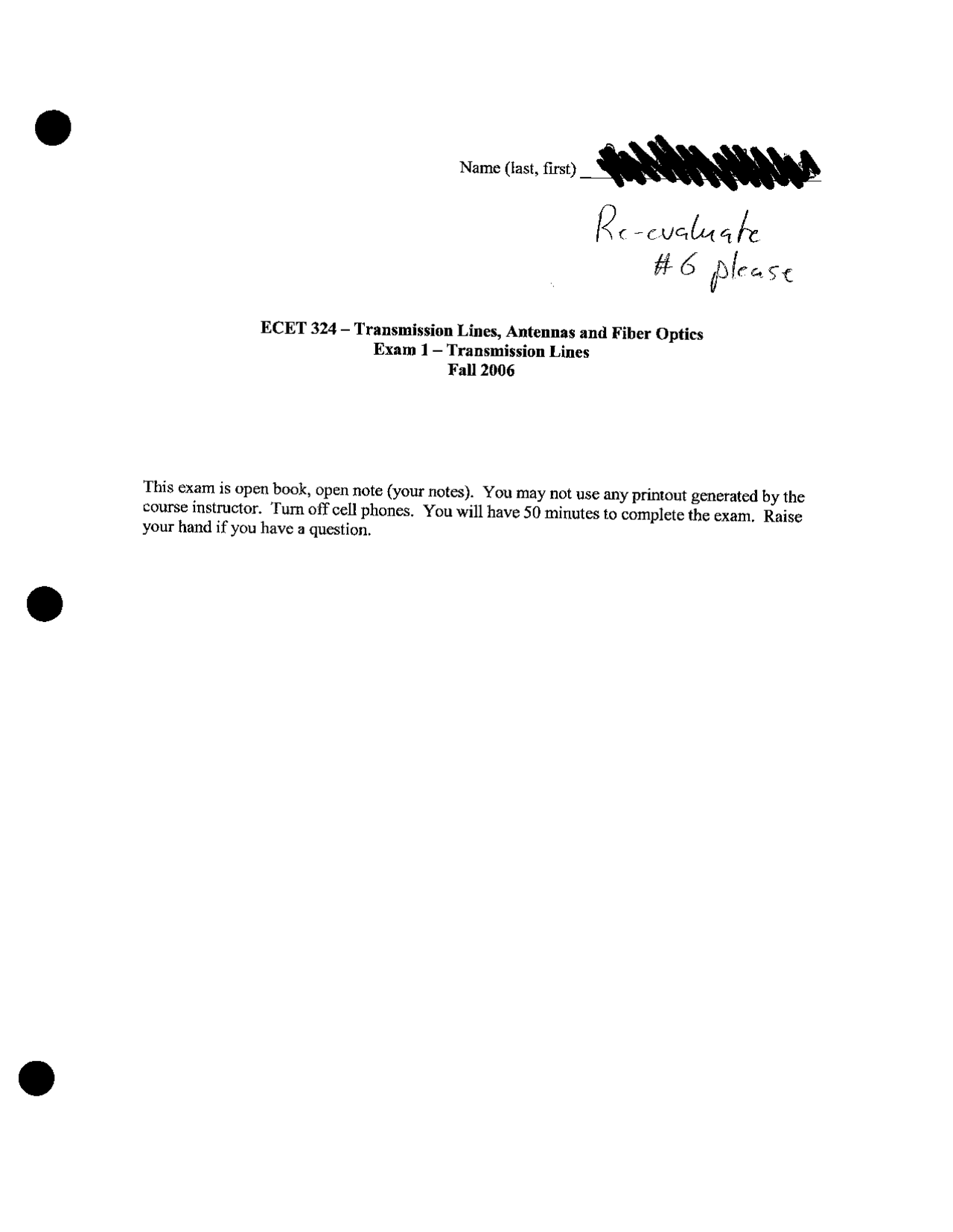 Exam 1 Transmission Lines Solved Questions Ecet 32400 Docsity