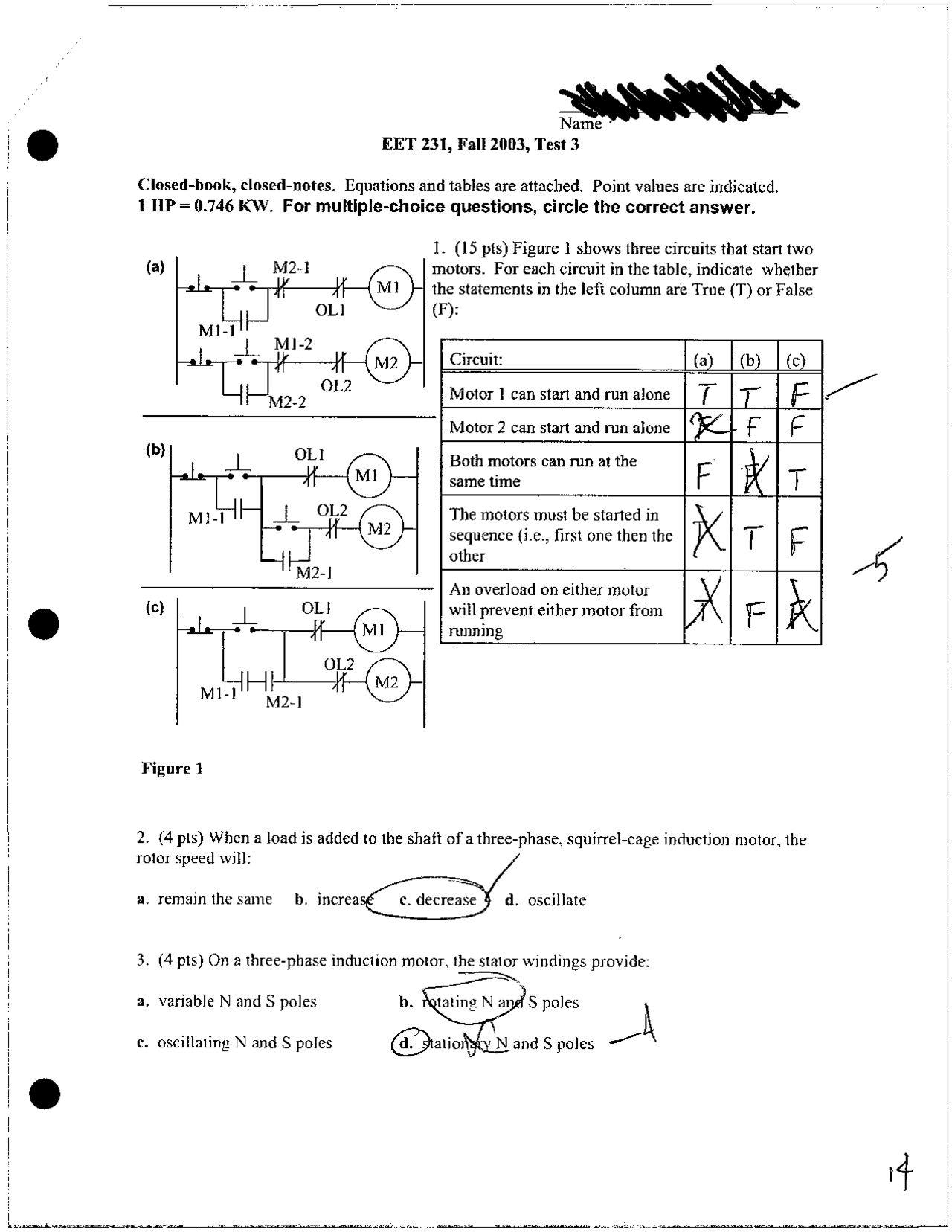 Test 3 With Answers Electrical Power And Controls Ecet 23100 Docsity