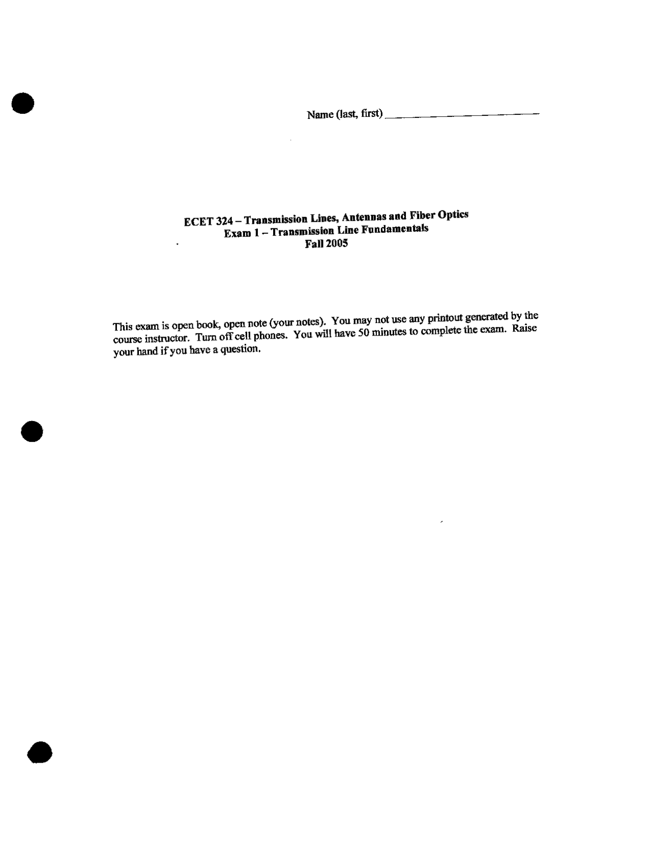 Exam 1 Questions With Answers Fundamentals Of Electromagnetics Ecet