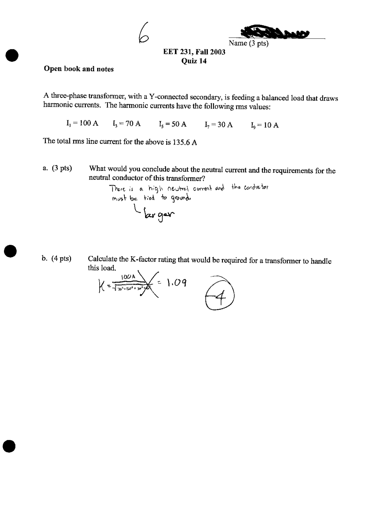 Electrical Power And Controls Resolution Of Quiz 14 Ecet 23100