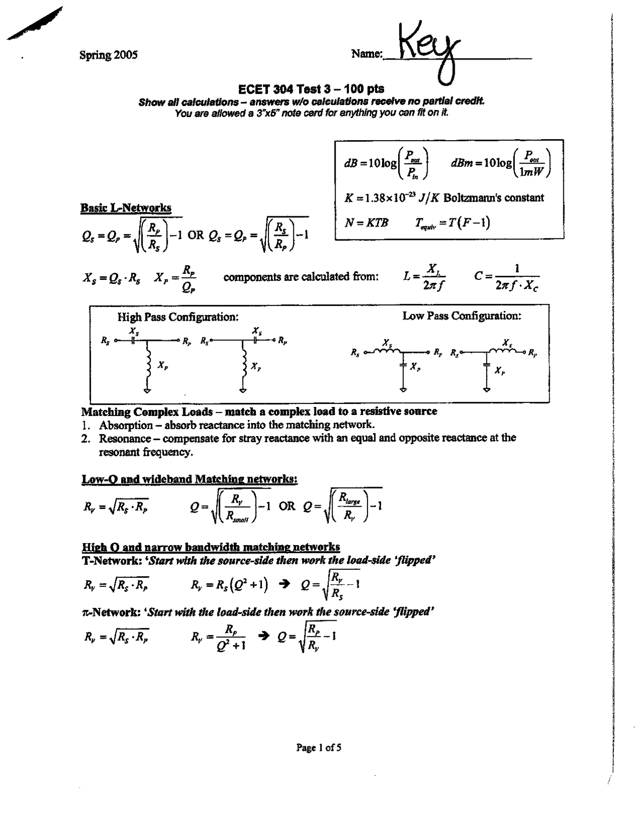 Exam 3 With Answer Key Introduction To Communication Systems Ecet