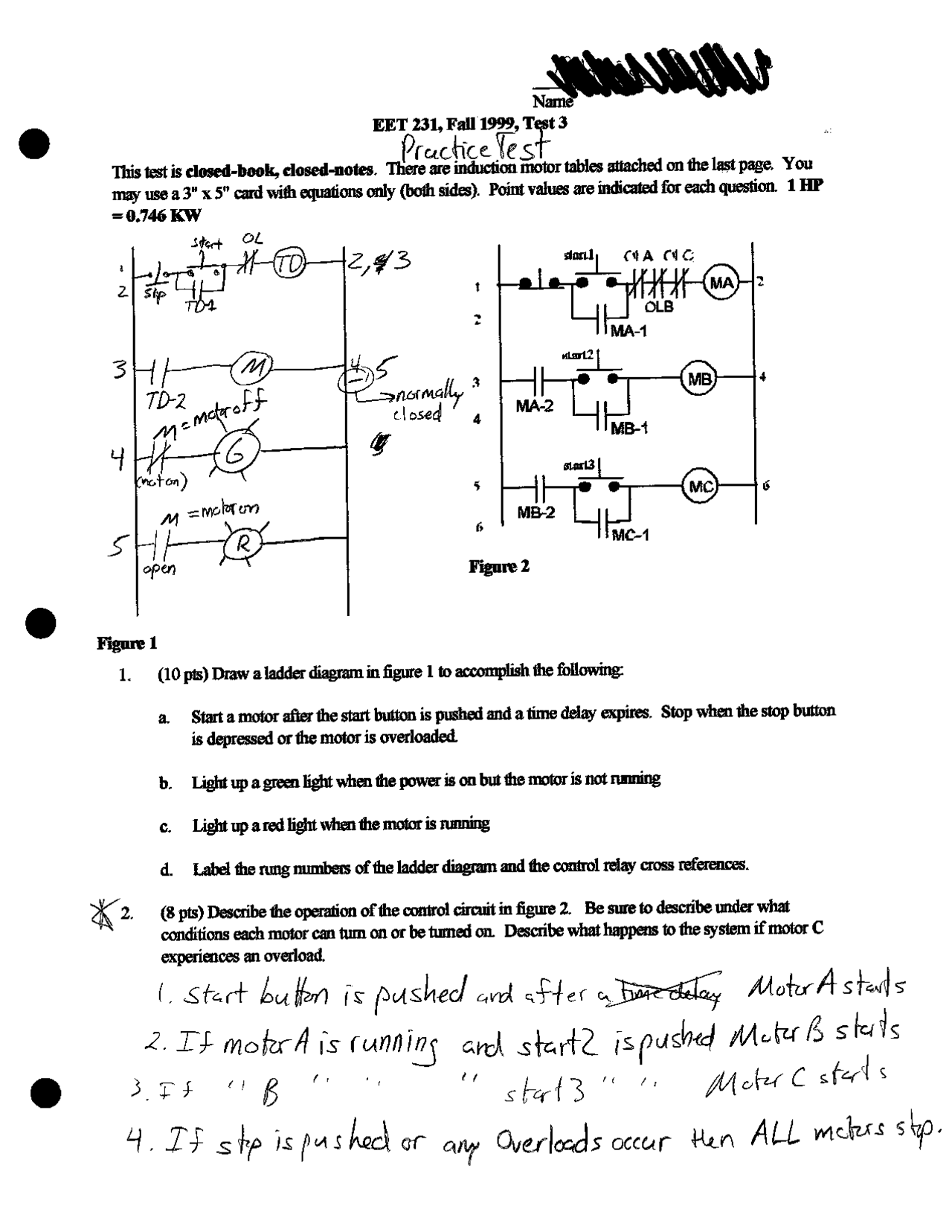 Practice Test Iii For Electrical Power And Controls With Answers Ecet