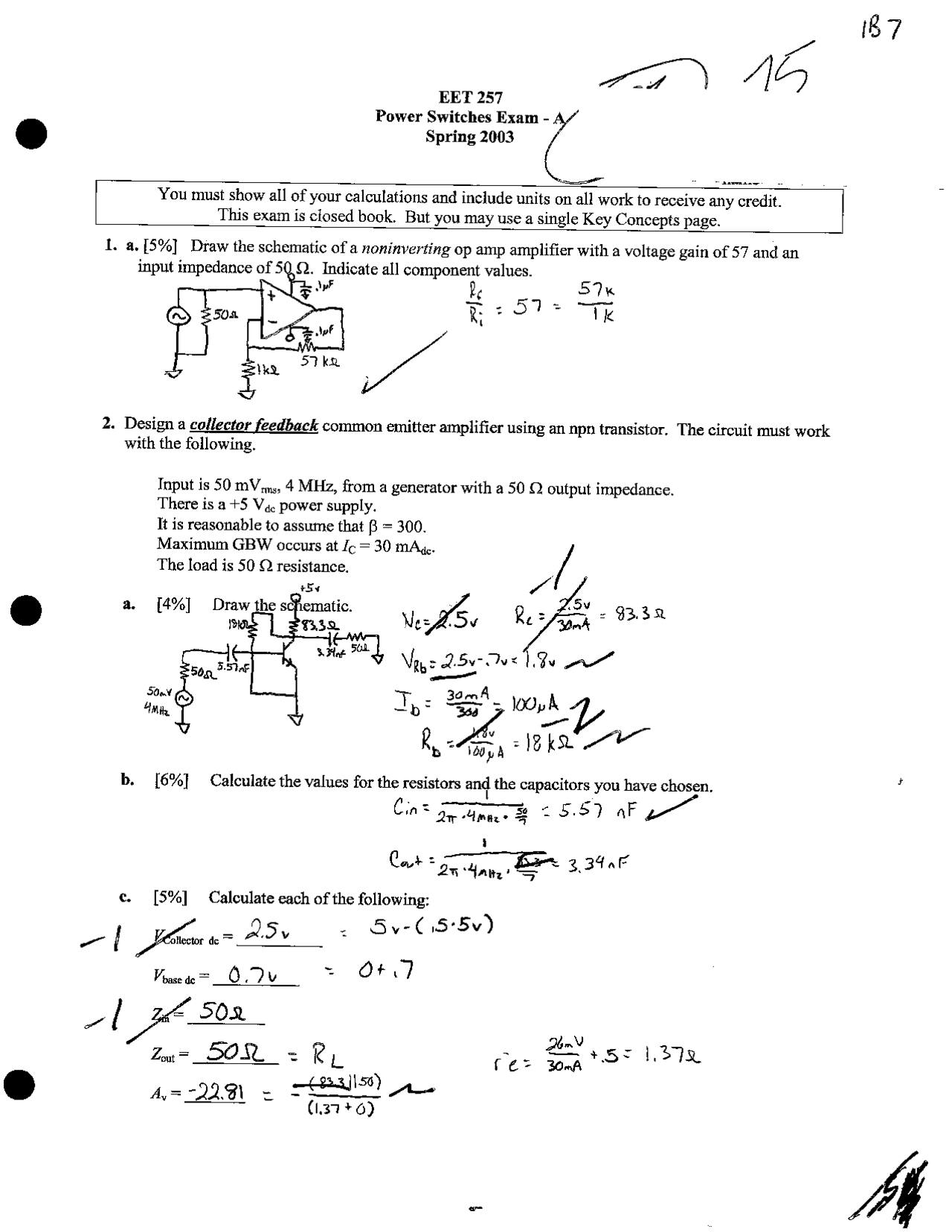 11 Solved Problems on the Power Switch - Midterm Exam | ECET 25700 | Exams Electrical and ...