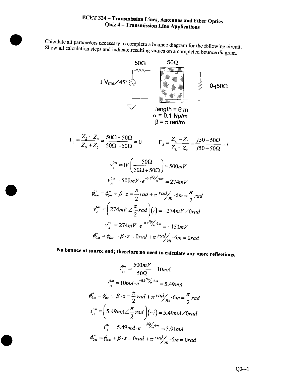 Fundamentals Of Electromagnetics Solved Quiz 4 Ecet 32400 Docsity