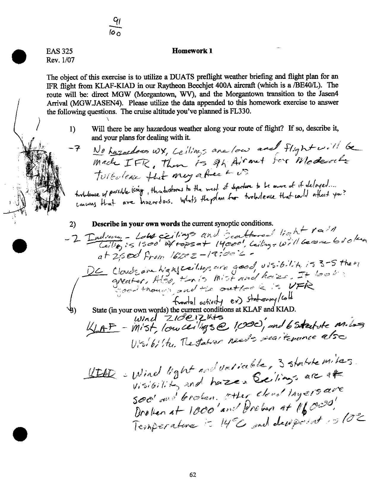 Homework 1 With Resolution Aviation Meteorology Eas 32500 Docsity