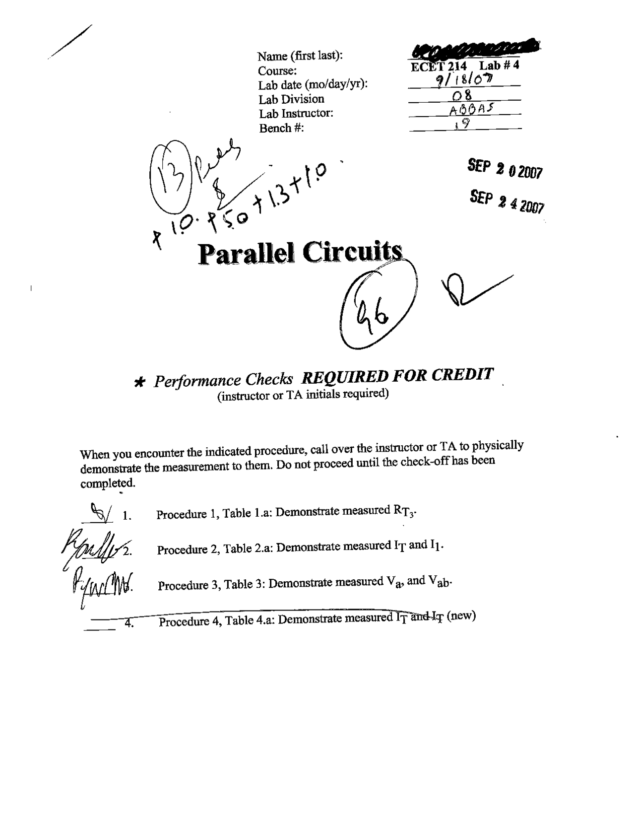 Parallel Circuits Electricity Fundamentals Lab 4 Ecet 21400 Docsity