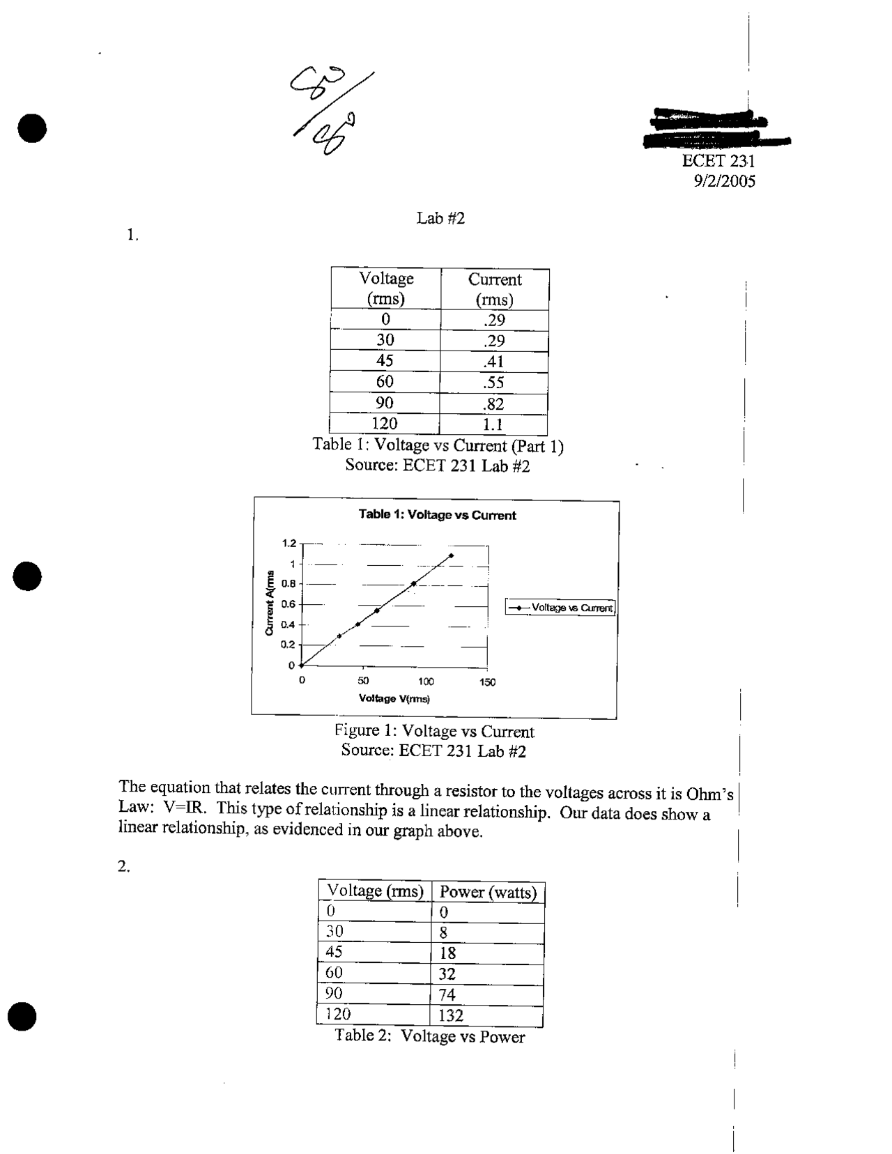 Laboratory 2 Electrical Power And Controls Ecet 23100 Docsity