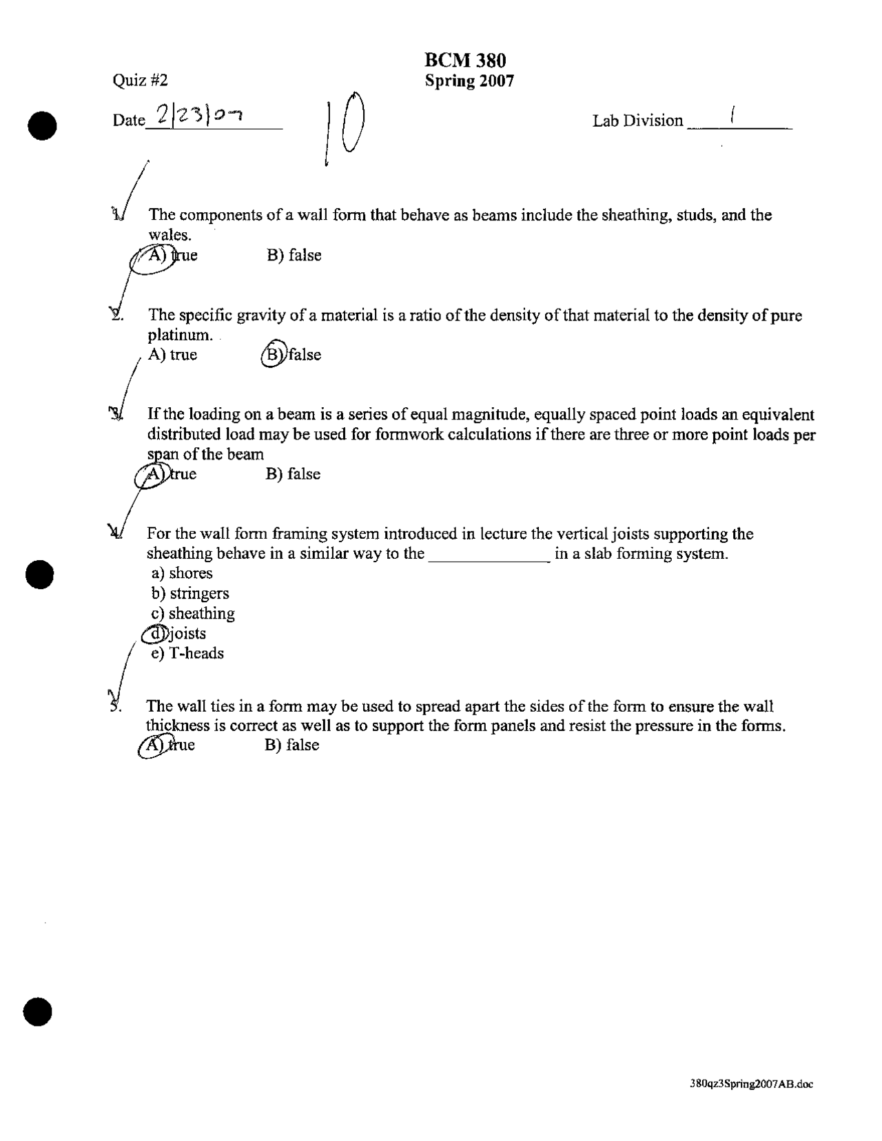 Concrete Construction Quiz Ii With Answers Bcm 38000 Quizzes