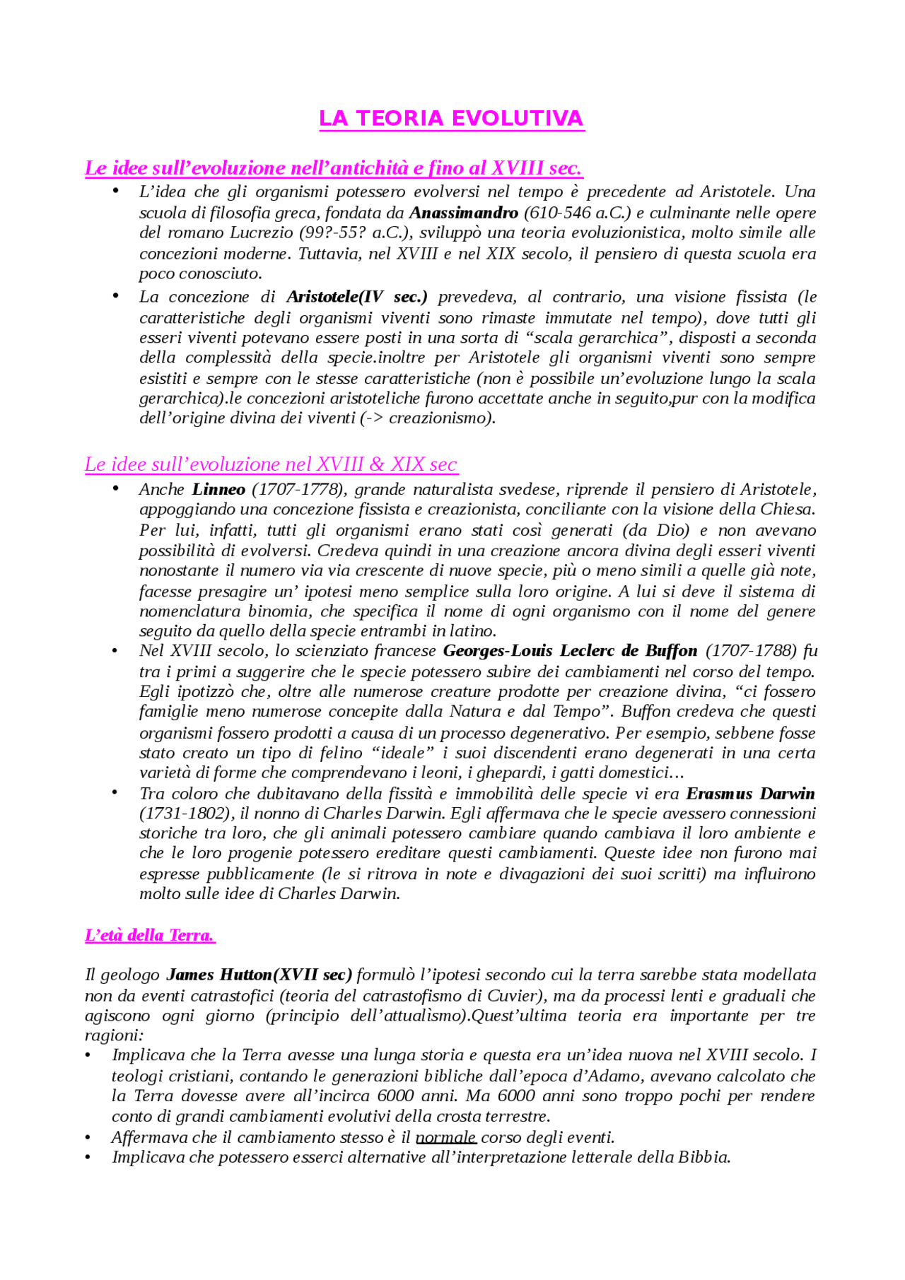 La Teoria Evolutiva Docsity