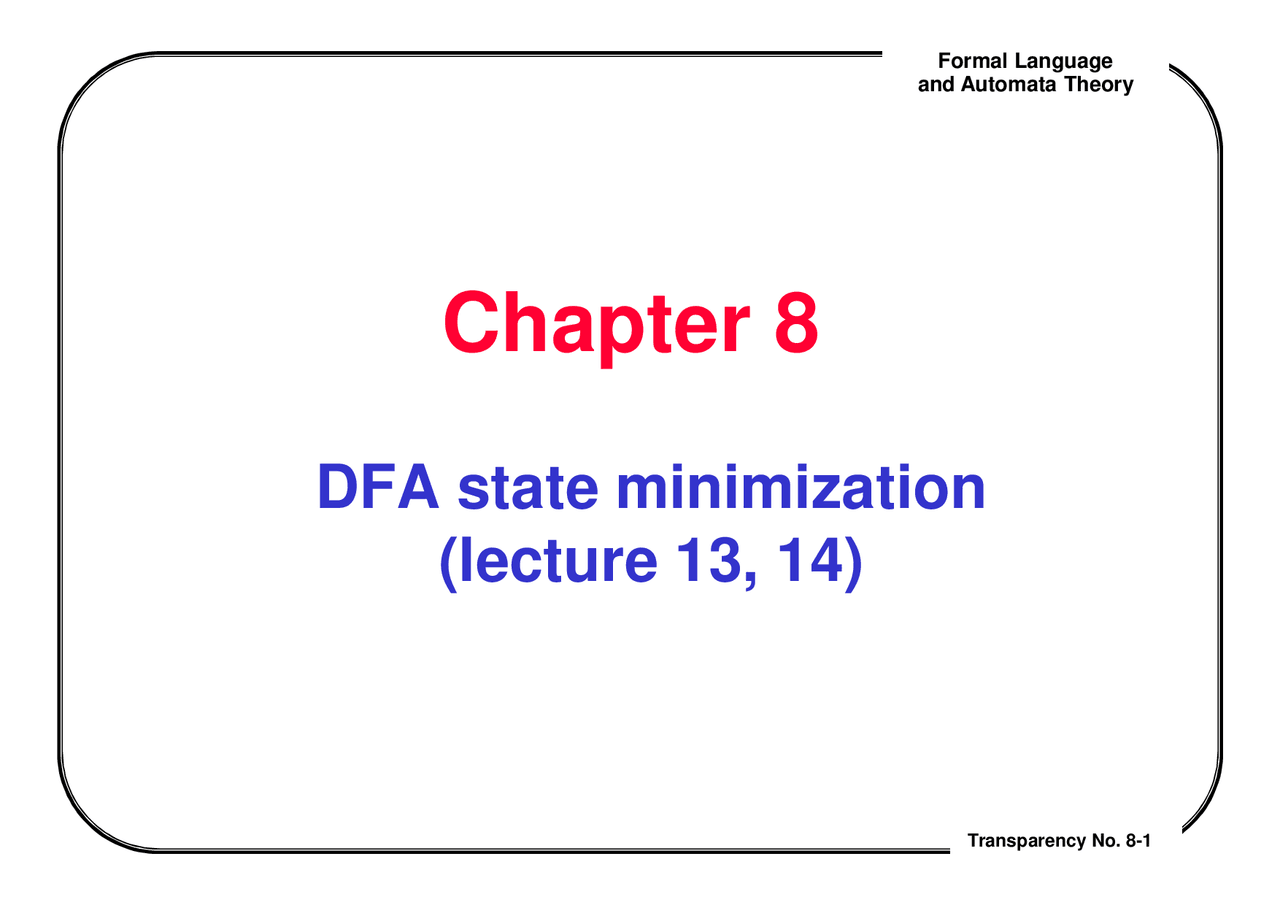 AUTOMATA - DFA state minimization - KUMAR 6 | Study notes Theory of ...