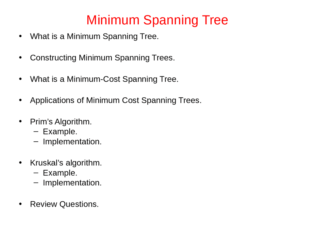 Analog And Digital C Minimumspanningtree Pptx Docsity
