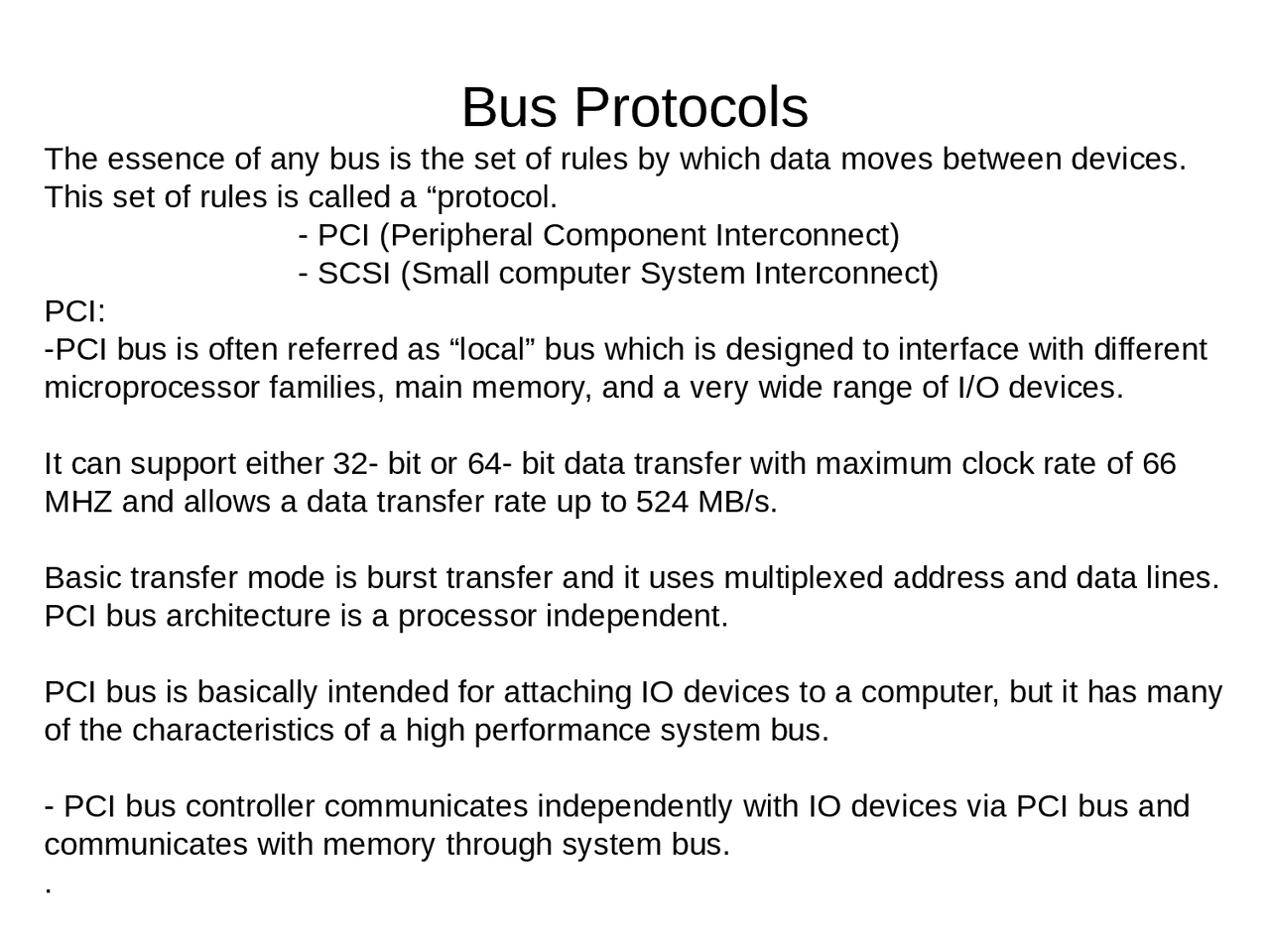 Computer Achitecture And Org Busprotocols Docsity