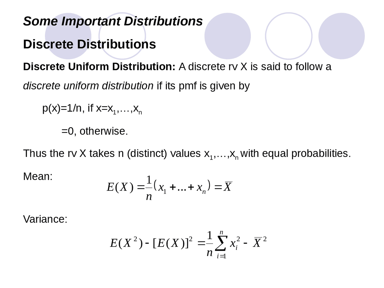 Probability and Statstics - Discrete Distributions | Study notes ...