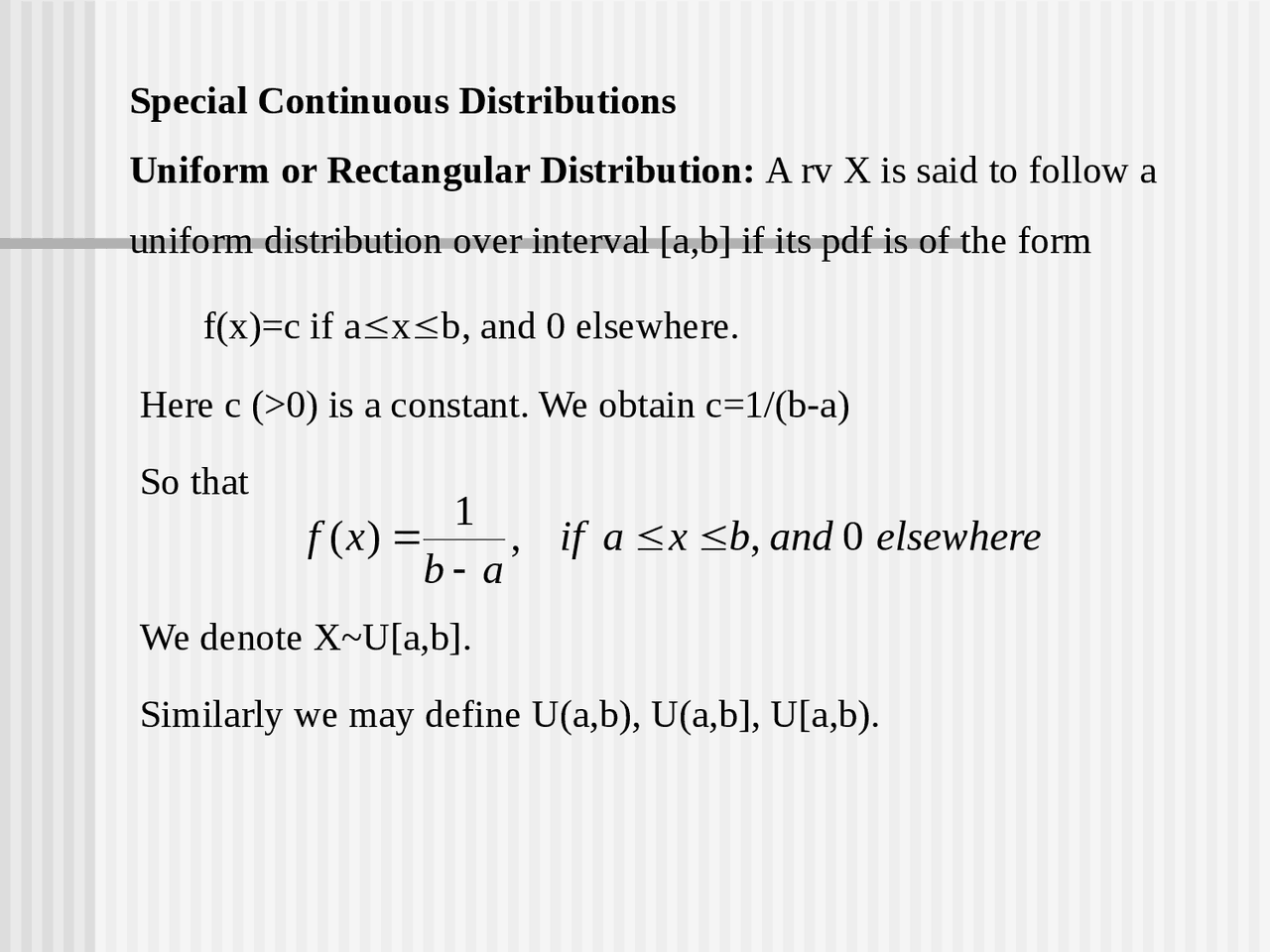 Probability and Statstics - Special Continuous Distributions - Docsity