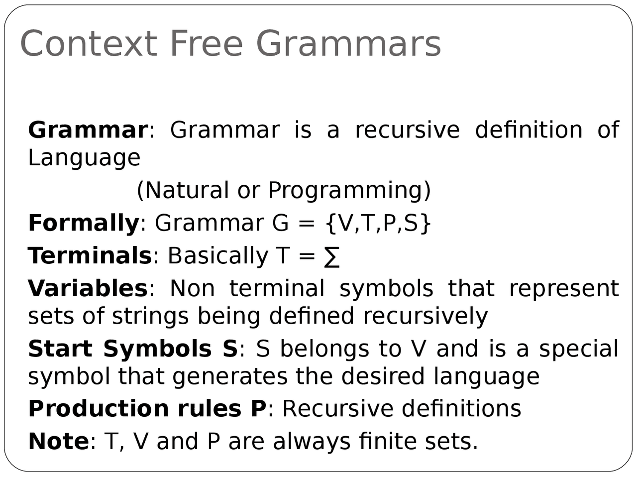 Finite Automata Context Free Grammar Notes Docsity