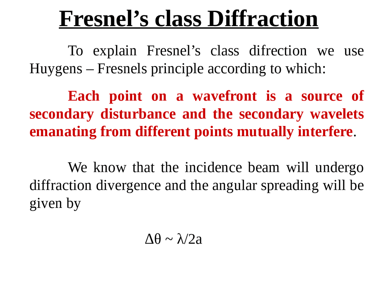 Physics - Fresnel’s class Diffraction - Prof. Bhandri - Docsity