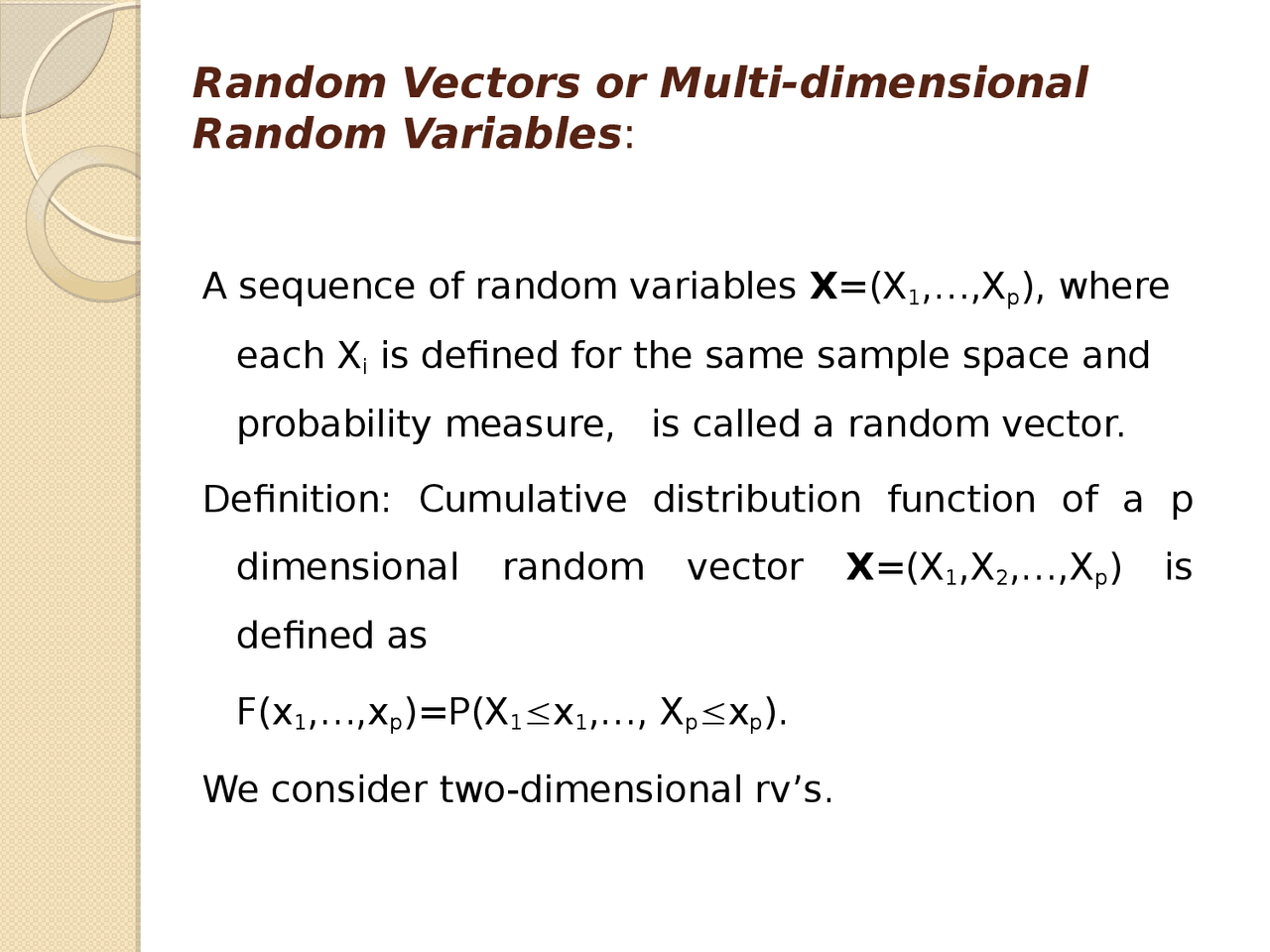 Probability and Statstics - Random Vector - Docsity
