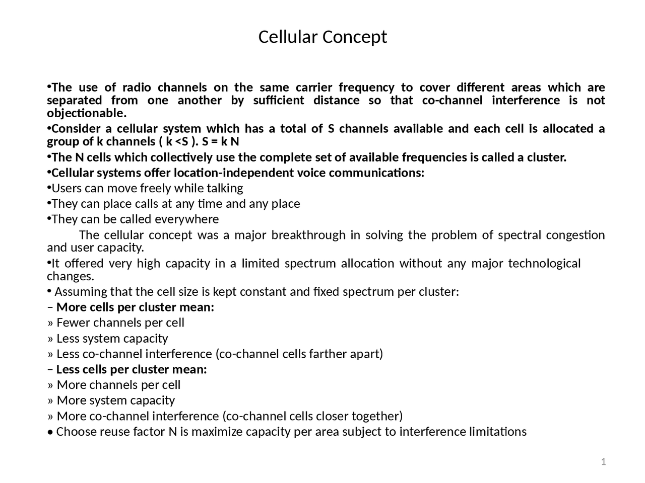 Mobile Computing - Cellular Concept - Docsity