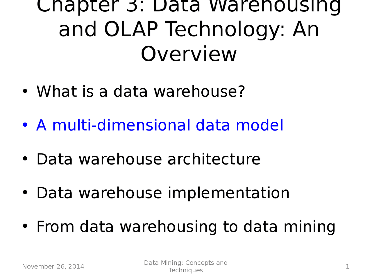 Data Mining - Multi - dimensional data model - Docsity