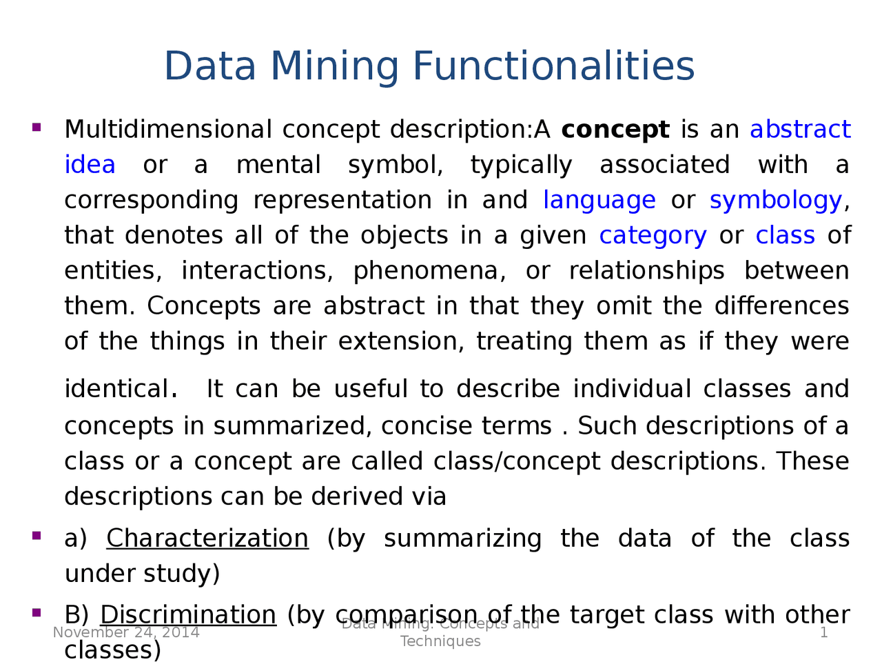 Data Minining - Functinalities and Issues - Docsity