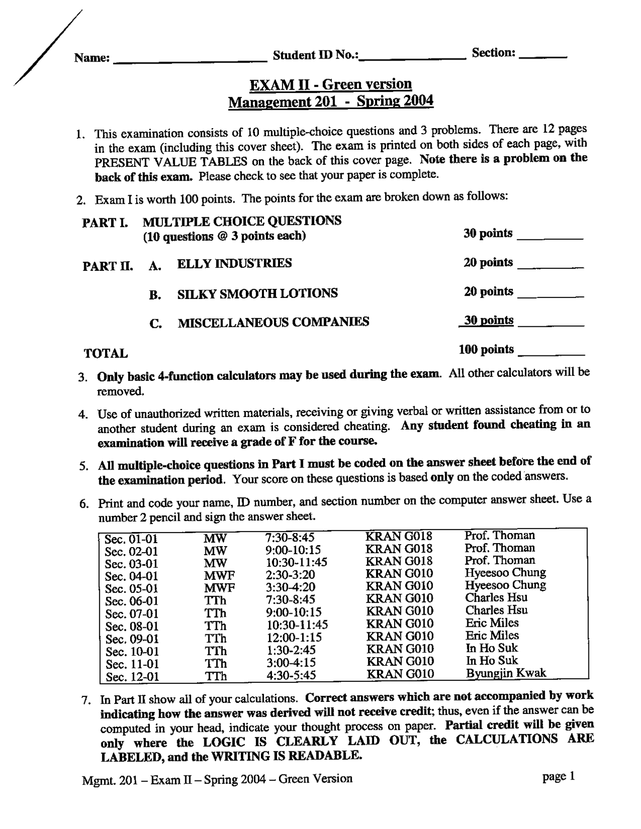 Questions With Solutions On Management Accounting I Exam 2 Mgmt