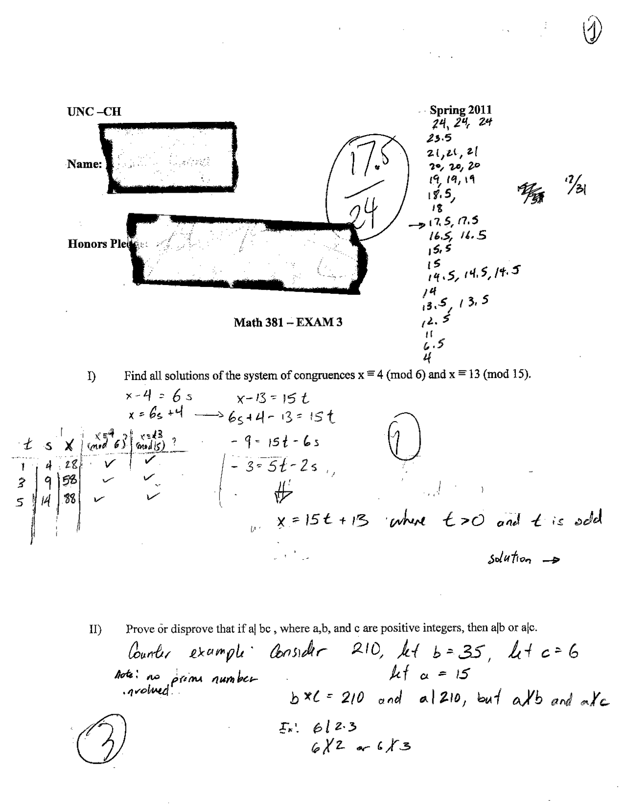 Exam 3 With Solutions For Discrete Mathematics Spring 2011 Math 381