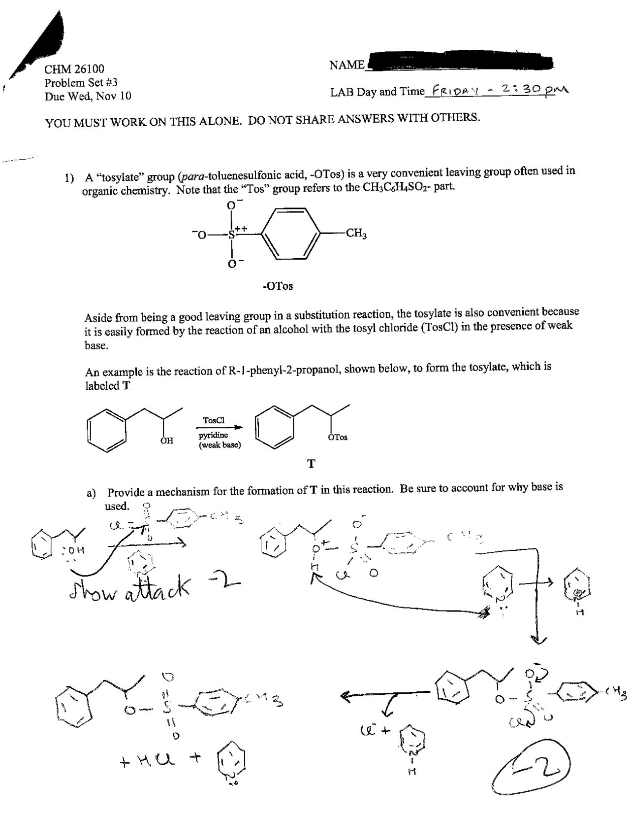 Answers To Problem Set 3 Organic Chemistry Chm 26100 Docsity