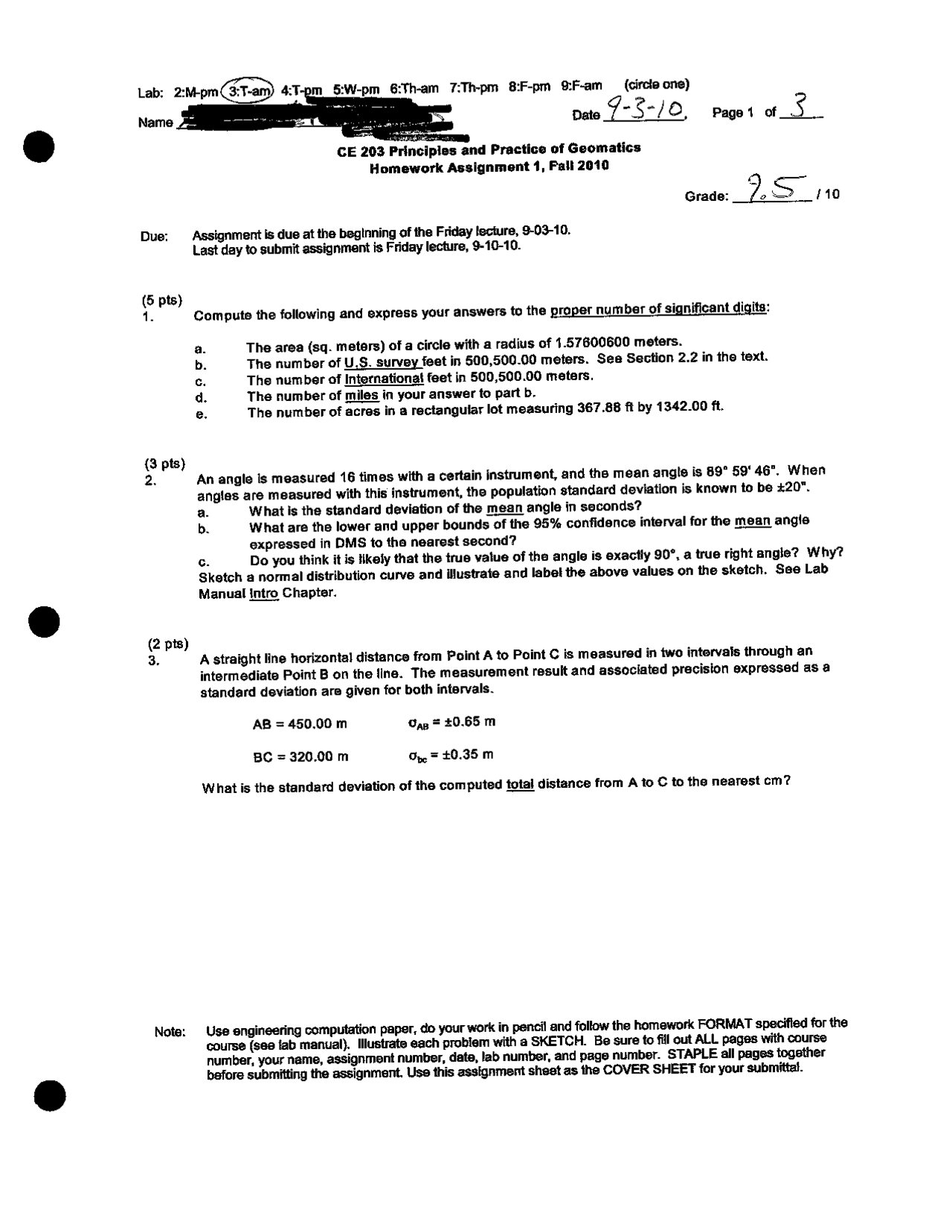 Assignment 1 With Answers Principles And Practice Of Geomatics Ce